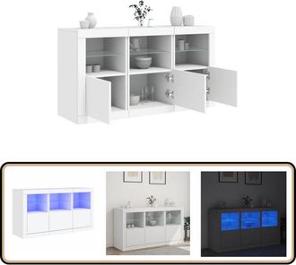 vidaXL Sideboard mit LED-Leuchten Weiß 123x37x67 cm - Schreibtisch - Wohnzimmermöbel - Sideboard - Regal - TV-Stand