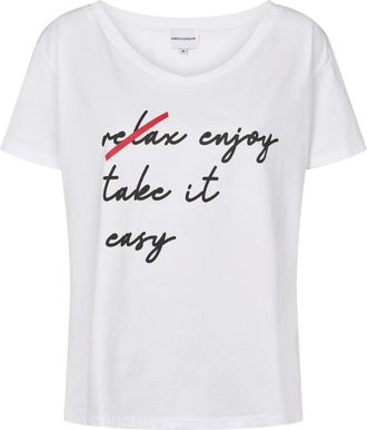 Americandreams Americandreams, Femme, Tops, Blanc, Taille: 44 FR T-Shirt Signature Col Rond