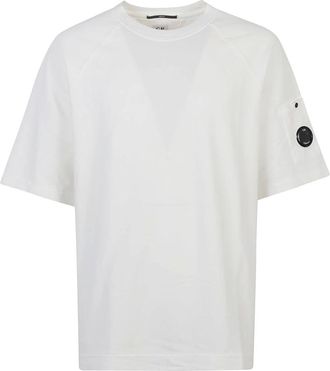 C.P. Company C.p. Company, Homme, Tops, Blanc, Taille: S Short Sleeve Raglan Lens Pocket Tee