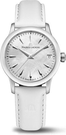 Maurice Lacroix 1975 Quartz 33mm, Quarzwerk, Lederband Wei&szlig; Damenuhr 751006-SS001-160-7
