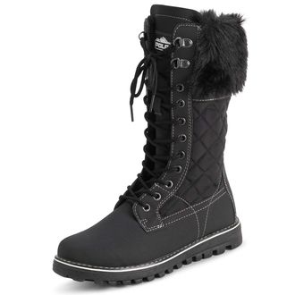 Polar Damen Kunstpelz Warm Thermal Wasserdicht Draussen Gehen Schnee Winter Gummisohle Wadenstiefel - Schwarz/Schwarz - UK10/EU43 - YC0604
