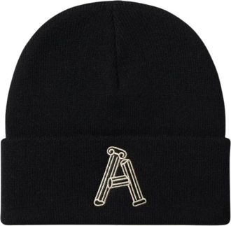 Aries Homme, Accessoires, Noir, Taille: ONE Size Column A Beanie