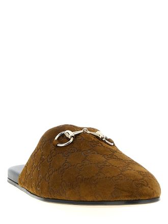Gucci GG Suede Horsebit Sabot - Brown