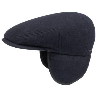 Stetson Kent Wool Flat Cap Herren Made in EU Kaschmir Herbst Winter Ohrenklappen Schirmm&uuml;tze blau XL (60-61 cm)