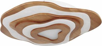 Globo Lighting Plafonnier pour chambre à coucher, télécommande, lampe lumière du jour cct, lumière en bois, métal, opale marron, led 40 w 1600 lm 2700-6500 k blanc