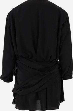 Balenciaga Womens Dress Draped Silk Black