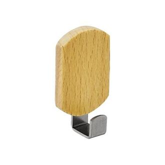 Fackelmann Fackelmann 61251 Klebehaken Rechteckig 8x5cm 2 Stück aus Buche/Edelstahl, Beige/Silber, 8 x 5 x 1,7 cm