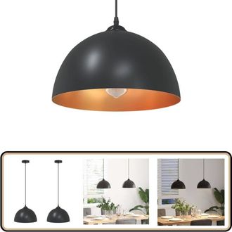 vidaXL Pendelleuchten 2 Stk. H&ouml;henverstellbar E27 Schwarz &Oslash;30cm Metall - Vidaxl