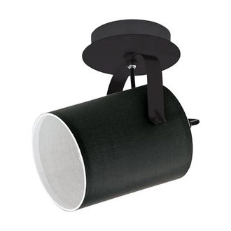 Eglo Deckenlampe Villabate, 1 flammige Deckenleuchte, Klassisch, Deckenstrahler aus Stahl und Textil, Wohnzimmerlampe in Schwarz, Weiß, Küchenlampe, Spot m