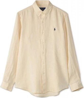 Ralph Lauren Homme, Chemises, Beige, Taille: 2XL Linen Long Sleeve Shirt
