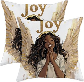 Generic Weihnachtsengel Kissenbezug Weich Kissenh&uuml;lle Dekorative Kissenbez&uuml;ge F&uuml;r Bett Hotel Schlafzimmer 45X45Cm 2Er Set