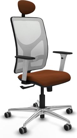 Piqueras y Crespo B&uuml;rostuhl mit wei&szlig;en und schwarzen Armlehnen, h&ouml;henverstellbare Lendenwirbelst&uuml;tze und festes Kopfteil, ausgestattet mit 3 Positionen, Wei&szlig;/Braun