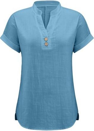 Generic Tee Shirt Femme Coton Occasionnelles Chic T-Shirt Hauts Manches Courte Ete L&acirc;che Basic Tshirt Sport Imprim&eacute; Col V Tops Blouse Manche Courtes D&eacute;contrac