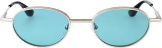 Alexander McQueen Am0523S Sonnenbrille mit ovalem Rahmen - - Accessories - unisex - Grau - 50 MM