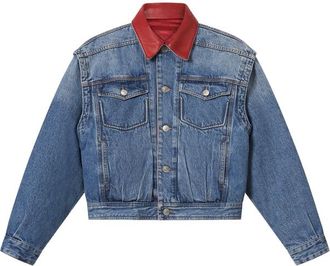 Isabel Marant Devyn Denim Jacket With Leather Collar