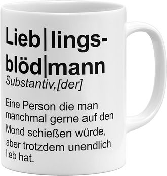 OM3 witzige Kaffee-Tasse mit Spruch - du bist mein Lieblings-Blödmann Definition - Geschenk für Männer - Freund II - Keramik Becher - 325ml - Beidseitig B