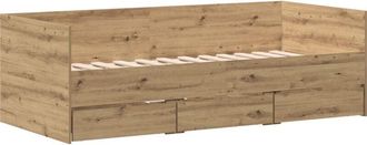 vidaXL Cadre de lit de jour avec tiroirs chêne artisanal 90 x 190 cm Vidaxl