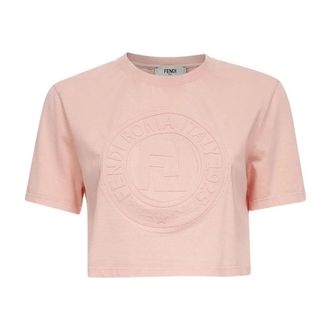 Fendi Pink Stamp 1925 T-Shirt mit Pr&auml;gung - - Tops - Damen - Rosa - S