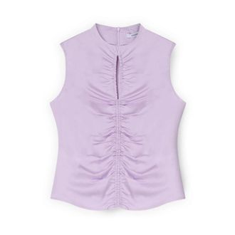 Motivi Satinbluse mit Raffung - - Tops - Damen - Lila - XS