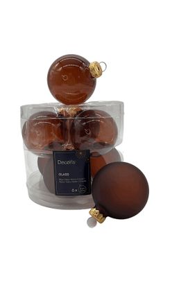 Kaemingk Christbaumkugeln Espresso braun &Oslash; 6 cm aus Glas - 6er Set