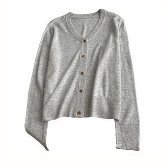 Generic Cardigan ouvert en laine pour femme - Style d&eacute;contract&eacute; - Style d&eacute;contract&eacute; - Style vintage, gris, Taille S
