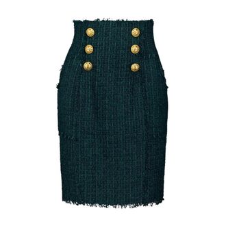 Balmain Stilvoller Tweed Bleistiftrock - - Skirts - Damen - Gr&uuml;n - 2XS