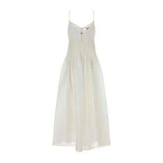 Tory Burch Maxikleid aus Leinen und Seide - - Dresses - Damen - Wei&szlig; - S