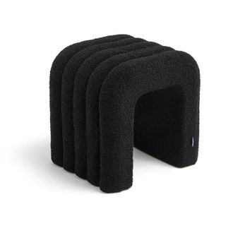 DRAWER Drawer - Tabouret rembourr&eacute; en tissu bouclette - Noir - mui