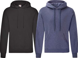 Fruit Of The Loom 2er Classic Hooded Sweat Set Herren Kapuzenpullover Sweatshirt M L XL 2XL 3XL 4XL 5XL Farbsets & HLKauf-Block (M, 1x Schwarz & 1x Vintage Heather Navy