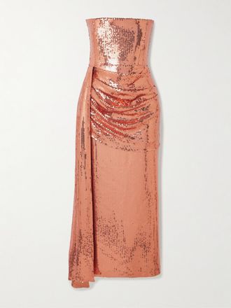 Alex Perry Asymmetrisches Kleid Aus Mesh Mit Pailletten Und Falten - Metallic