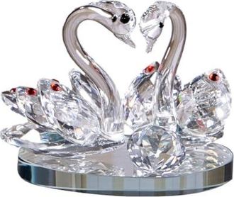 Generic &Eacute;l&eacute;gante figurine de cygne en cristal pour d&eacute;coration de la maison, salon, &eacute;tude ou bureau, d&eacute;coration en verre blanc, bleu, rose, rouge ou jaune, scu