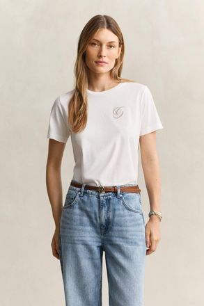 GANT Damen Script T-Shirt (XXL) EGGSHELL