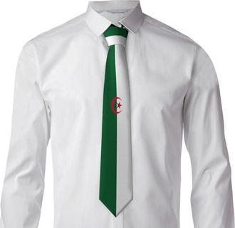 Generic Cravate classique pour homme - Cravate daffaires et formelle en tissu de qualit&eacute; sup&eacute;rieure pour mariage, bureau, f&ecirc;te, drapeau alg&eacute;rien de lAlg&eacute;rie