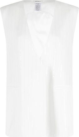 Meimeij Femme, Vestes, Blanc, Taille: 40 FR Gilet &agrave; Sequins