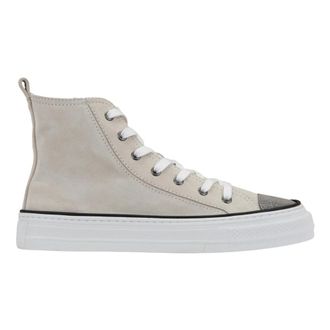 Brunello Cucinelli Wildleder-Schn&uuml;r-Sneakers mit Strasssteinen - - Shoes - Damen - Beige - 38 1/2 EU