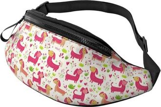 Generic Adorable Teckel &Agrave; Imprim&eacute; Roses Sac De Voyage Unisexe Sac Banane R&eacute;glable Fanny Pack Pour Jogging Randonn&eacute;e Course &Agrave; Pied 14X35Cm