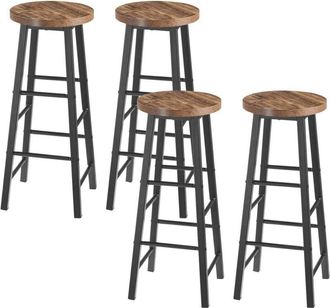 Woltu 4X Barhocker Bistrohocker Tresenhocker Barstuhl, Gestell aus stabilem Stahl, Stizfläche aus mdf, Schwarz Holz Vintage - Woltu