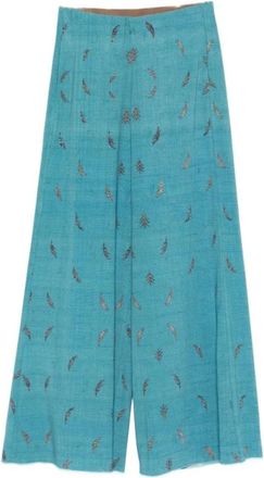 Pierre-Louis Mascia Femme, Pantalons, Bleu, Taille: 36 FR Print Wide Leg Pantalons