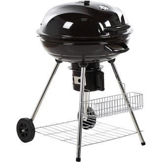 Beliani Beliani - Barbecue au Charbon de Bois &agrave; Roulettes et Thermom&egrave;tre en Acier Noir Marapi