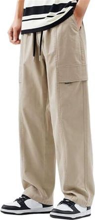 Generic Pantalon cargo ample pour homme - Coupe d&eacute;contract&eacute;e - Taille &eacute;lastique - Avec poches cargo - Pantalon de jogging d&eacute;contract&eacute; - Couleur unie - Jambes 
