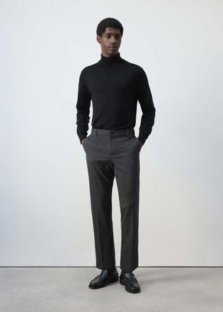Mango Pantalon Bologna cropped slim-fit gris chin&eacute; fonc&eacute; - Homme - 38 - MANGO MAN