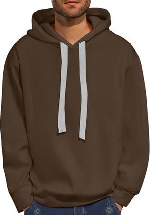 Generic Sweat &agrave; capuche l&eacute;ger uni pour homme - En coton - Coupe ample - D&eacute;contract&eacute; - Manches longues - Avec v&ecirc;tements pour entra&icirc;nement int&eacute;rieur et ext&eacute;rieu
