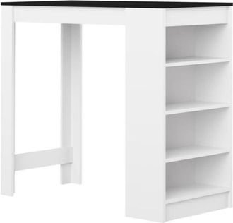 TemaHome Temahome - Table de bar avec rangements pi&egrave;tement blanc plateau noir