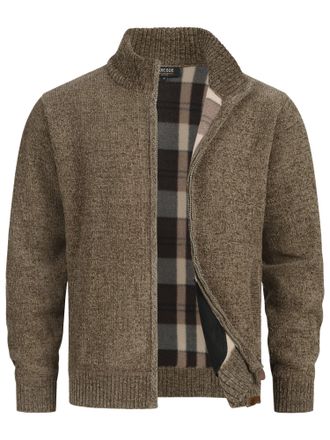 Indicode Herren INFilion Strickjacke mit Stehkragen und Rei&szlig;verschluss | Cardigan f&uuml;r M&auml;nner Cortex, XXL