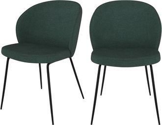 Rendez-Vous D&eacute;co Rendez-vous D&eacute;co - Lot de 2 chaises vertes en tissu bouclette et pied en m&eacute;tal - groom