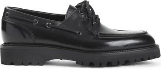 John Lobb Homme, Chaussures, Noir, Taille: 45 EU Chaussure bateau en cuir &agrave; lacets Tide