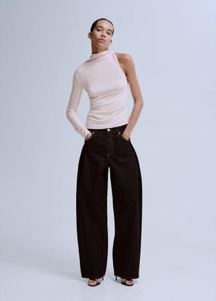 Mango T-shirt manche longue asym&eacute;trique rose p&acirc;le - Femme - XS - MANGO