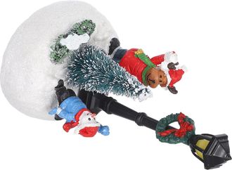 Artibetter Leuchtende Weihnachtsfigur aus Kunstharz LED Laternenpfahl Dekoration f&uuml;r Festliche Tischgestaltung Kompakte Kleiner Weihnachtsstra&szlig;enlaterne Stimmung