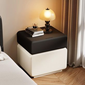 Generic Schlafzimmer-Nachttisch, Nachttisch Mit Schubladen, Zweifarbiger Nachttisch Mit Ger&auml;Uschloser F&uuml;Hrungsschiene for B&uuml;Cher, Schreibtischlampe, Wasserbec