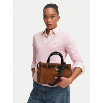 Tommy Hilfiger Handtasche Tommy Hilfiger American Icon Mini Tote Suede Le AW0AW18202 Hellbraun